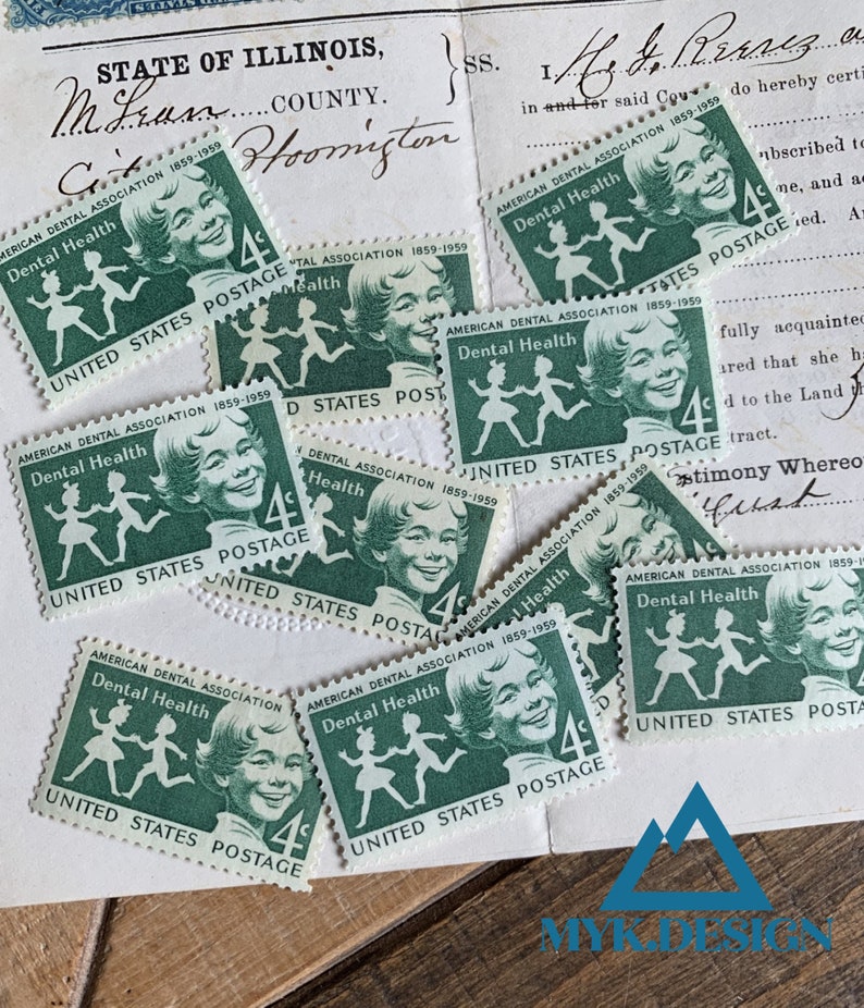 Dental Health | 1959 | Vintage US Postage Stamps | Face Value 4 Cents ...