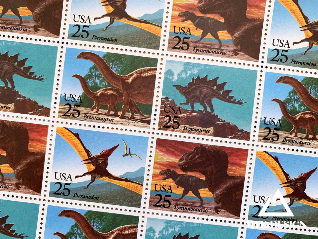 Prehistoric Dinosaurs 1989 Vintage US Postage Stamps, Scott 2422-2425 ...