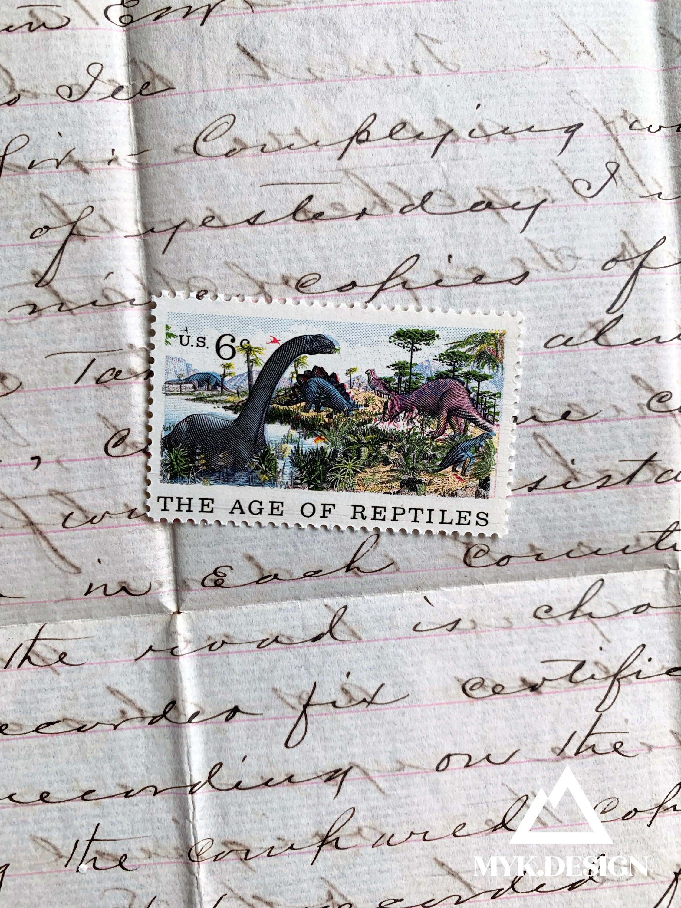 The Age of Reptiles 1970 Vintage US Postage Stamps Face Value 6 Cents ...