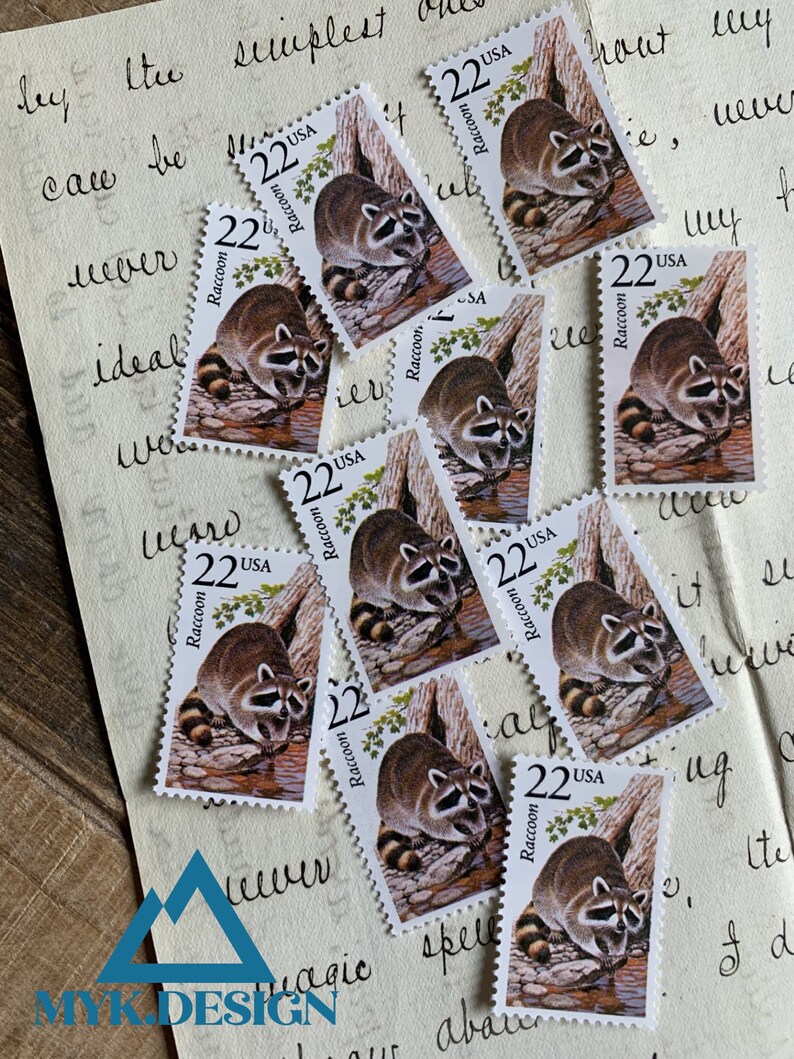 Raccoon | 1987 | Vintage US Postage Stamps | Face Value 22 Cents ...