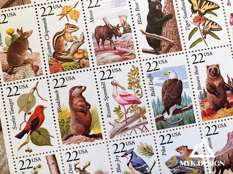 Raccoon | 1987 | Vintage US Postage Stamps | Face Value 22 Cents ...