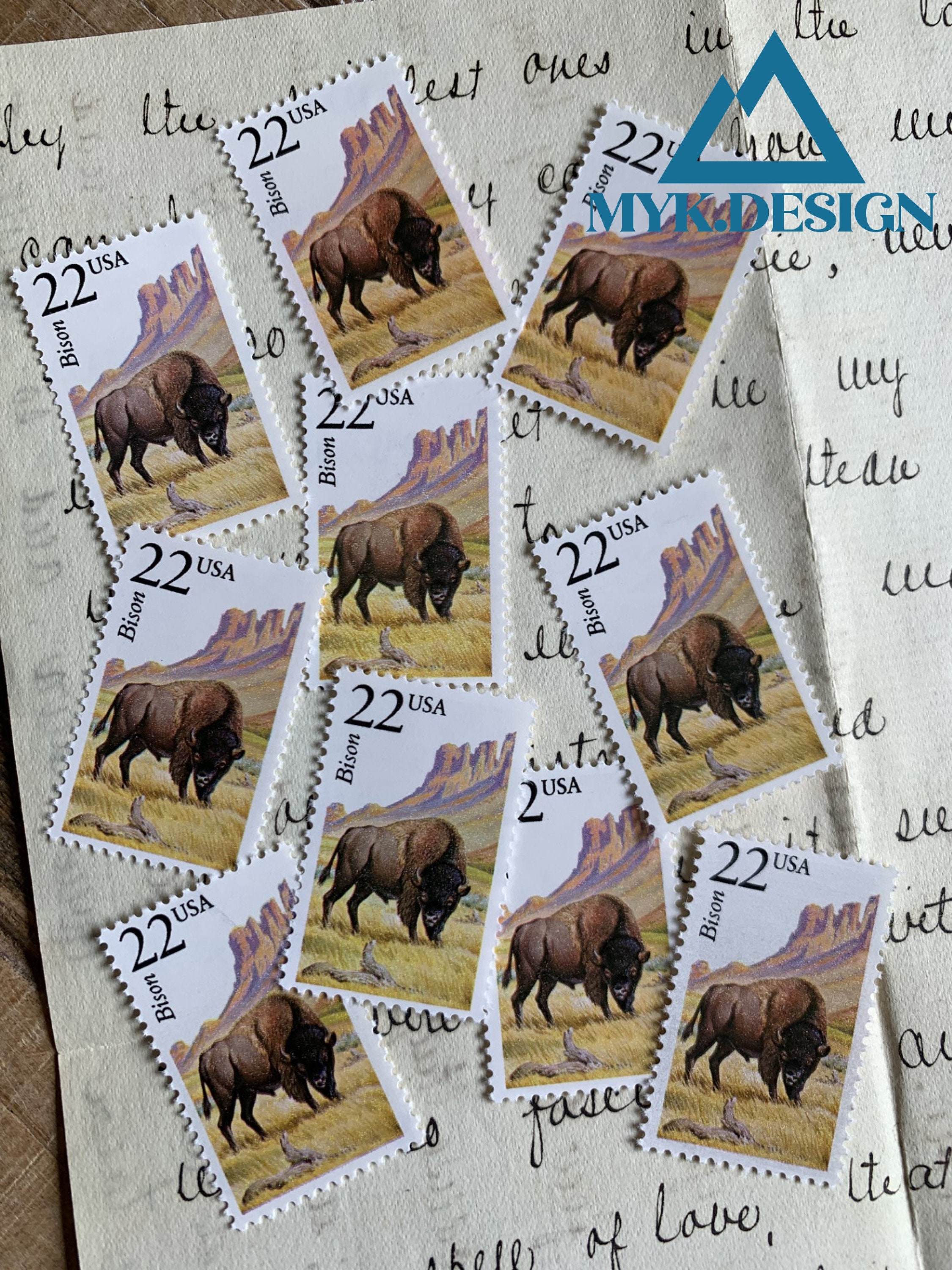 Bison | 1987 | Vintage US Postage Stamps | Face Value 22 Cents | Scott ...