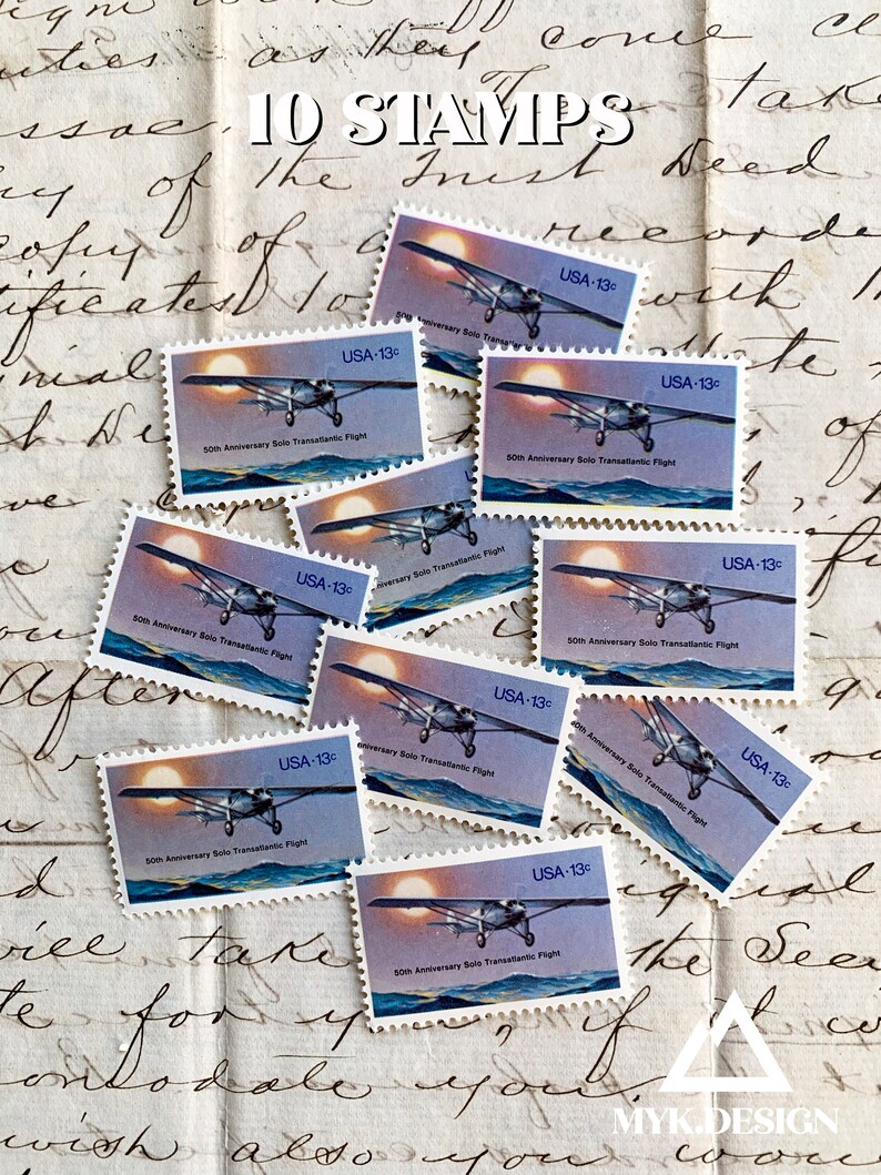 Charles Lindbergh Flight 1977 Vintage US Postage Stamps Face Value 13 ...