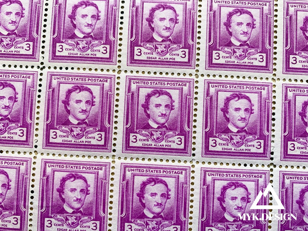 Edgar Allan Poe | 1949 | Vintage US Postage Stamps | Face Value 3 Cents ...