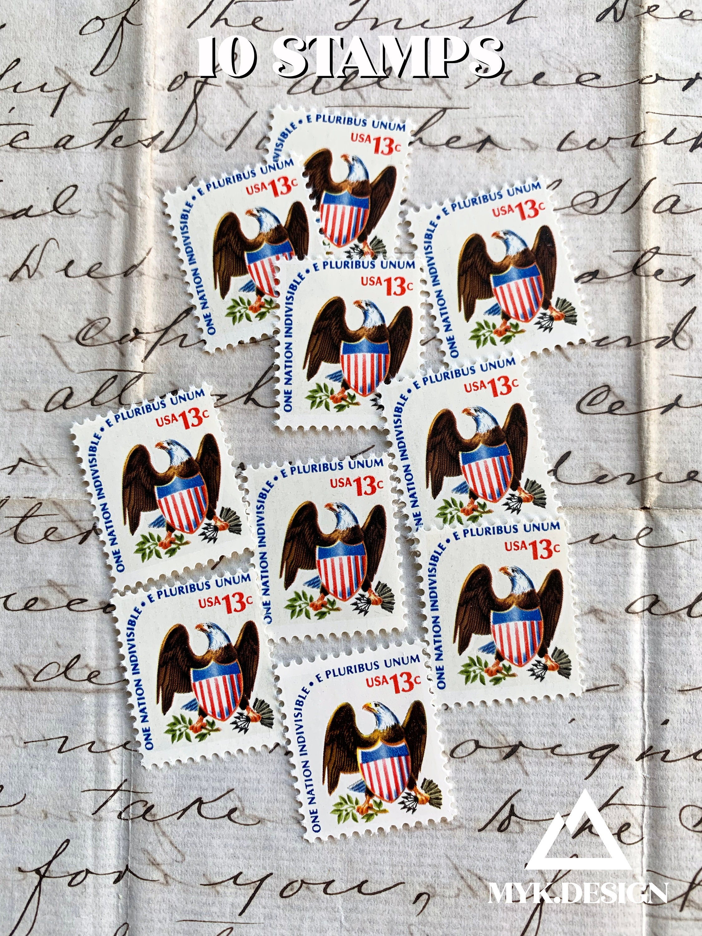 Eagle and Shield 1975 Vintage US Postage Stamps Face Value 13 Cents ...