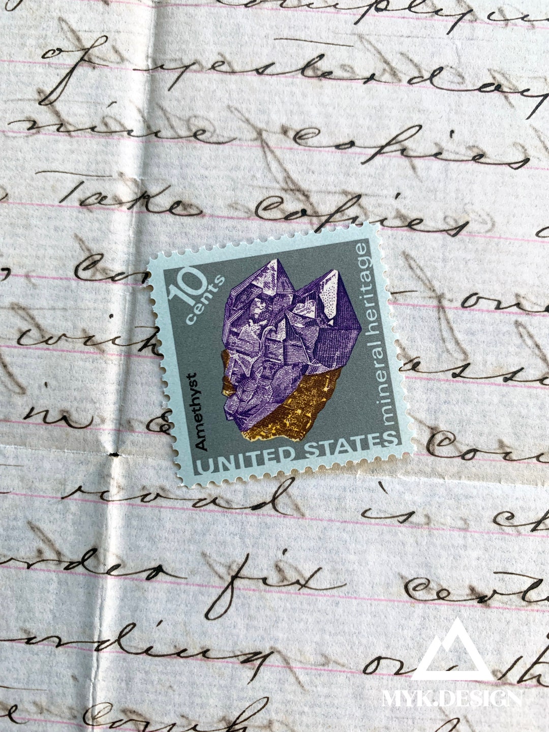 Minerals: Amethyst | 1974 | Vintage US Postage Stamps | Face Value 10 ...