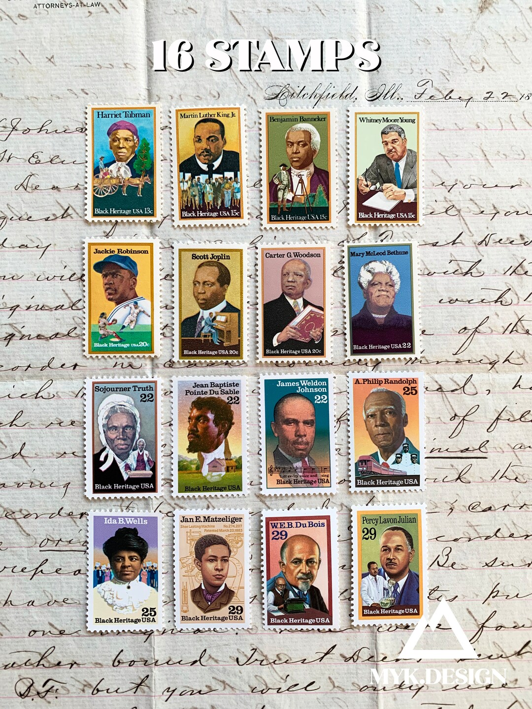 Black Heritage | Set of 16 US Vintage Postage Stamps | Face Value 13-29 ...