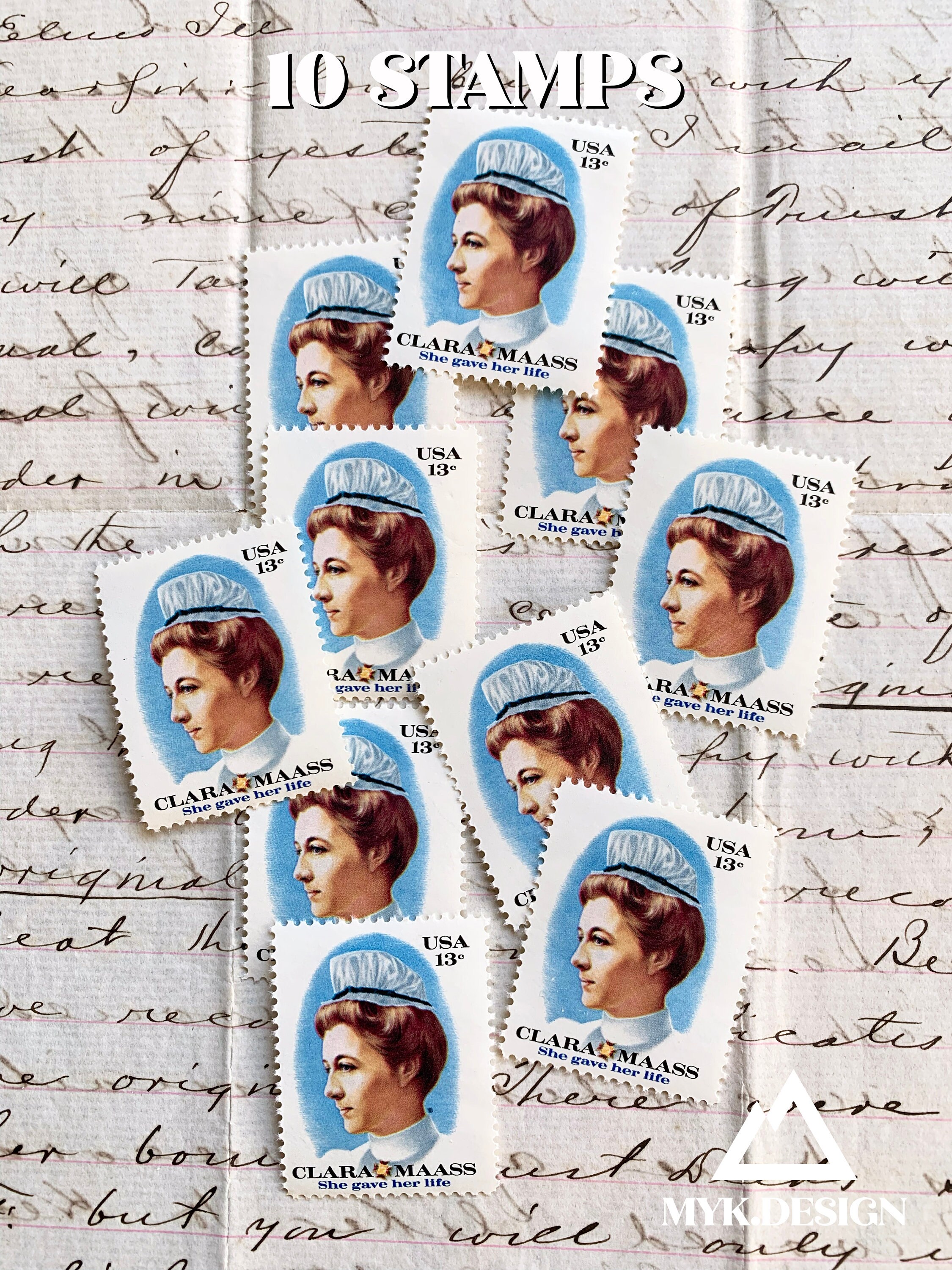 Clara Maass 1976 Vintage US Postage Stamps Face Value 13 Cents Scott ...