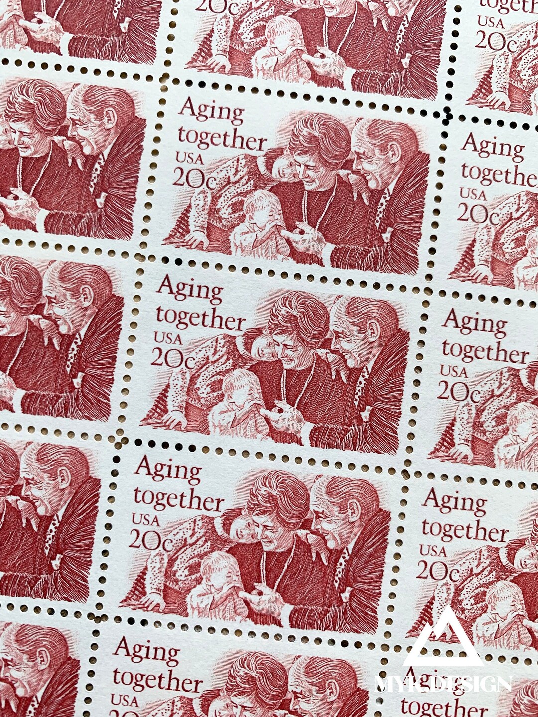 Aging Together | 1982 | Vintage US Postage Stamps | Face Value 20 Cents ...