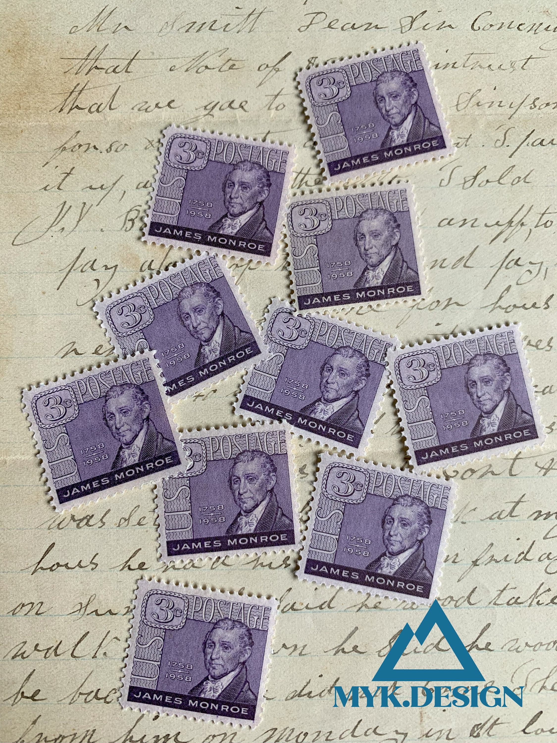 James Monroe | 1958 | Vintage US Postage Stamps | Face Value 3 Cents ...