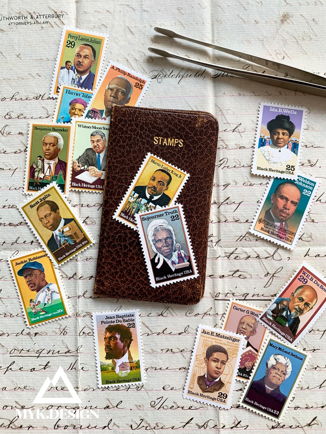 Black Heritage Set of 16 US Vintage Postage Stamps Face Value 13 Cents ...