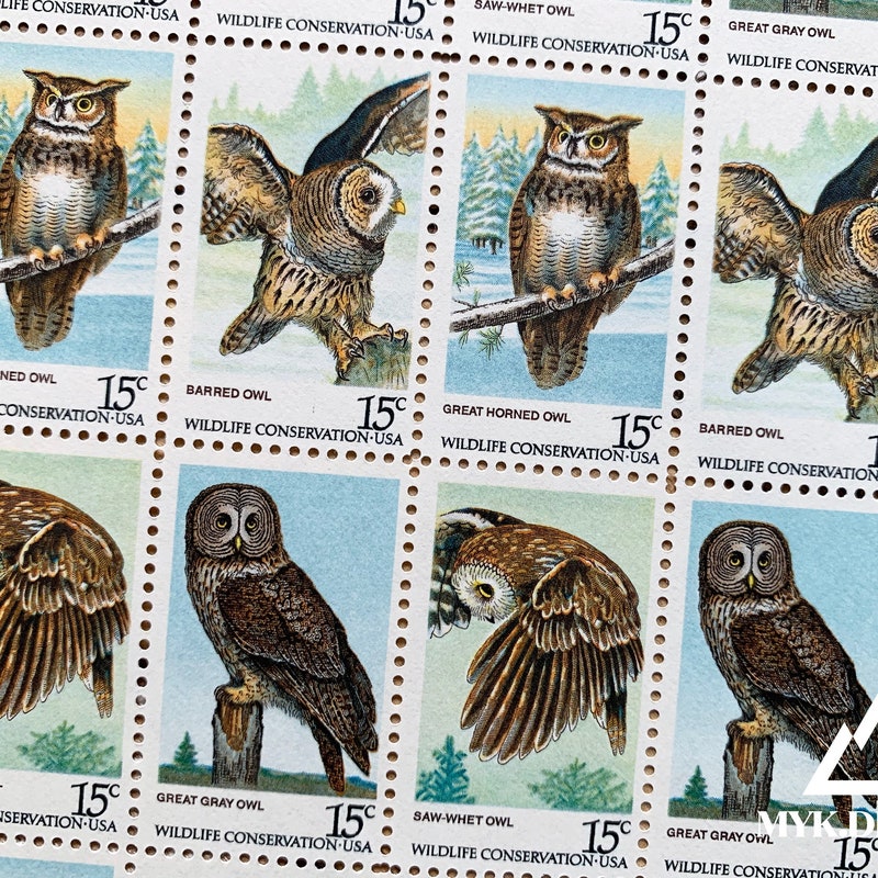 Owl Post Stamp - Etsy