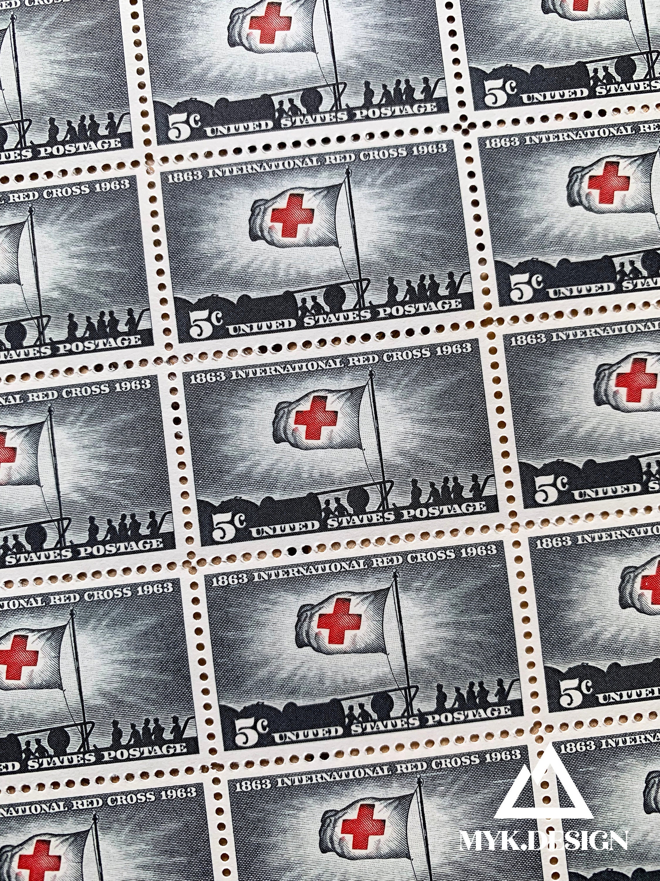 Red Cross | 1963 | Vintage US Postage Stamps | Face Value 5 Cents ...