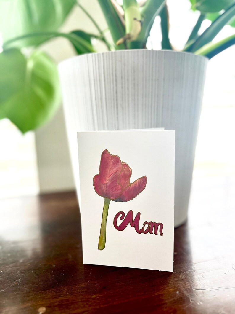 Watercolor Mother's Day Card, Handmade Watercolor Tulip Card, Original ...