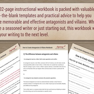 How to Create Antagonists & Villains Workbook | Character Template ...