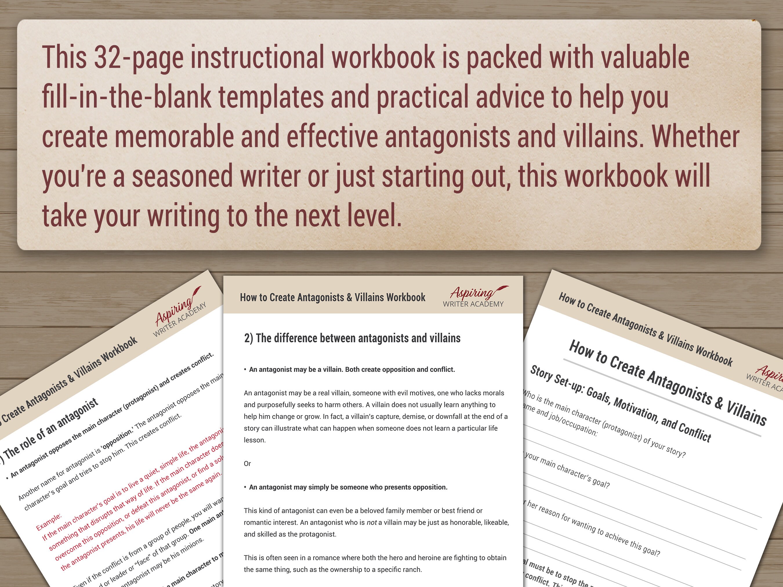 How to Create Antagonists & Villains Workbook Character Template Sheets ...