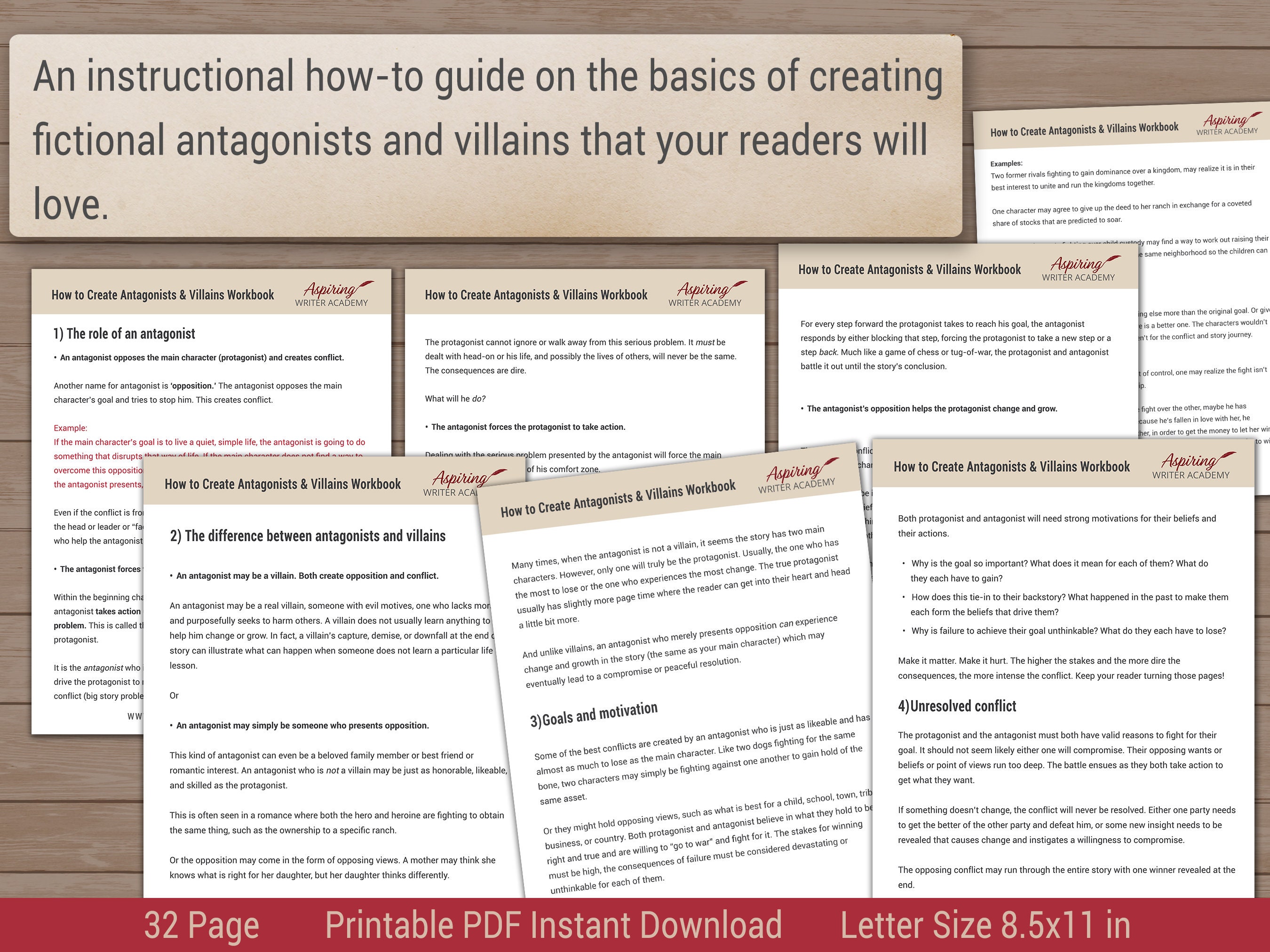 How to Create Antagonists & Villains Workbook Character - Etsy