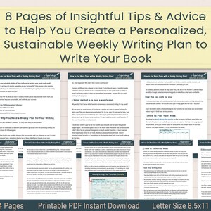 Weekly Writing Plan Template Weekly Planner Digital or Printable PDF ...