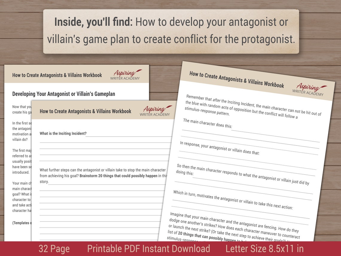 How to Create Antagonists & Villains Workbook Character - Etsy
