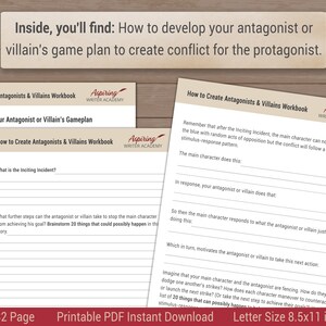 How to Create Antagonists & Villains Workbook | Character Template ...