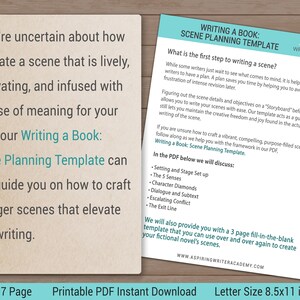 Writing a Book: Scene Planning Template | Digital or Printable Writing ...