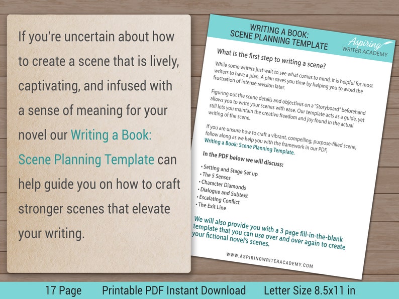 Writing a Book: Scene Planning Template | Digital or Printable Writing ...