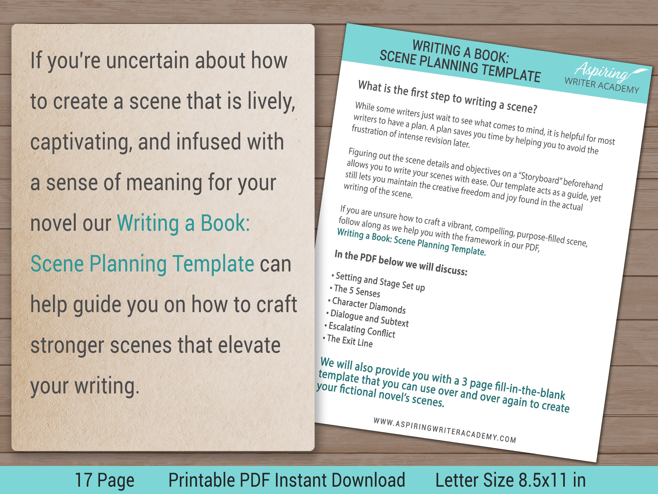 Writing a Book: Scene Planning Template | Digital or Printable Writing ...