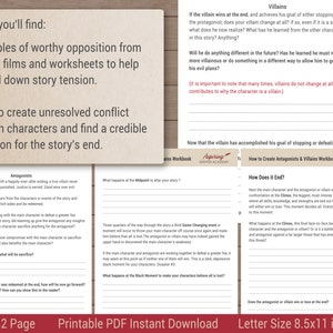 How to Create Antagonists & Villains Workbook | Character Template ...