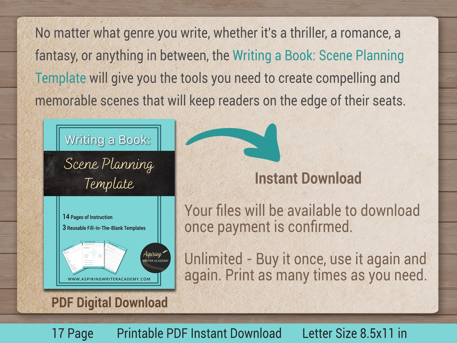 Writing a Book: Scene Planning Template | Digital or Printable Writing ...