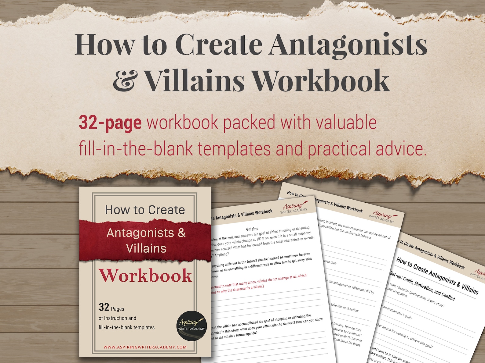 How to Create Antagonists & Villains Workbook Character Template Sheets ...