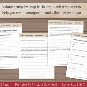 How to Create Antagonists & Villains Workbook | Character Template ...