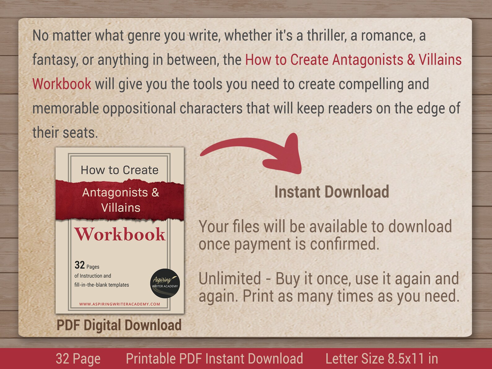 How to Create Antagonists & Villains Workbook Character - Etsy