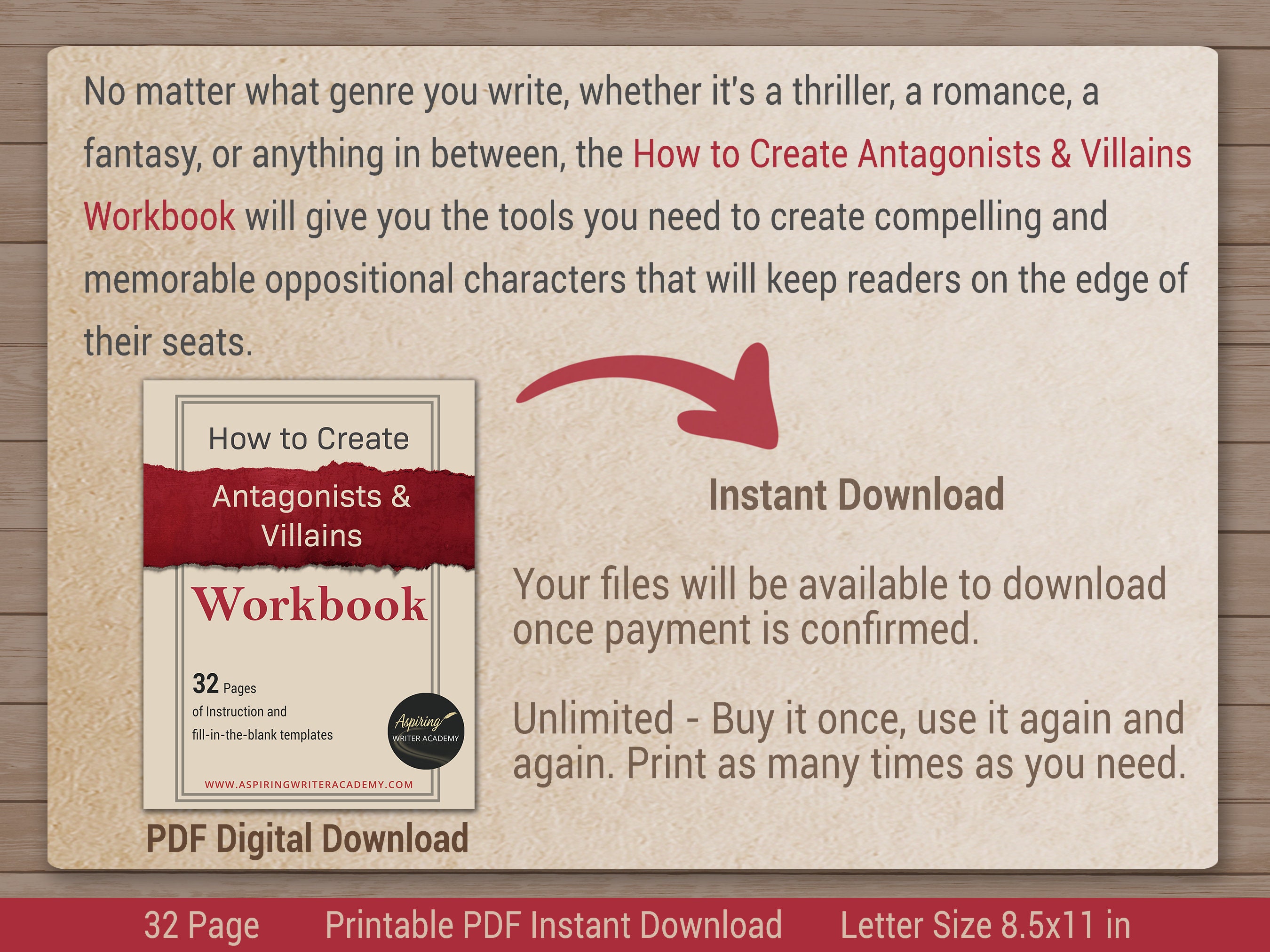 How to Create Antagonists & Villains Workbook Character - Etsy