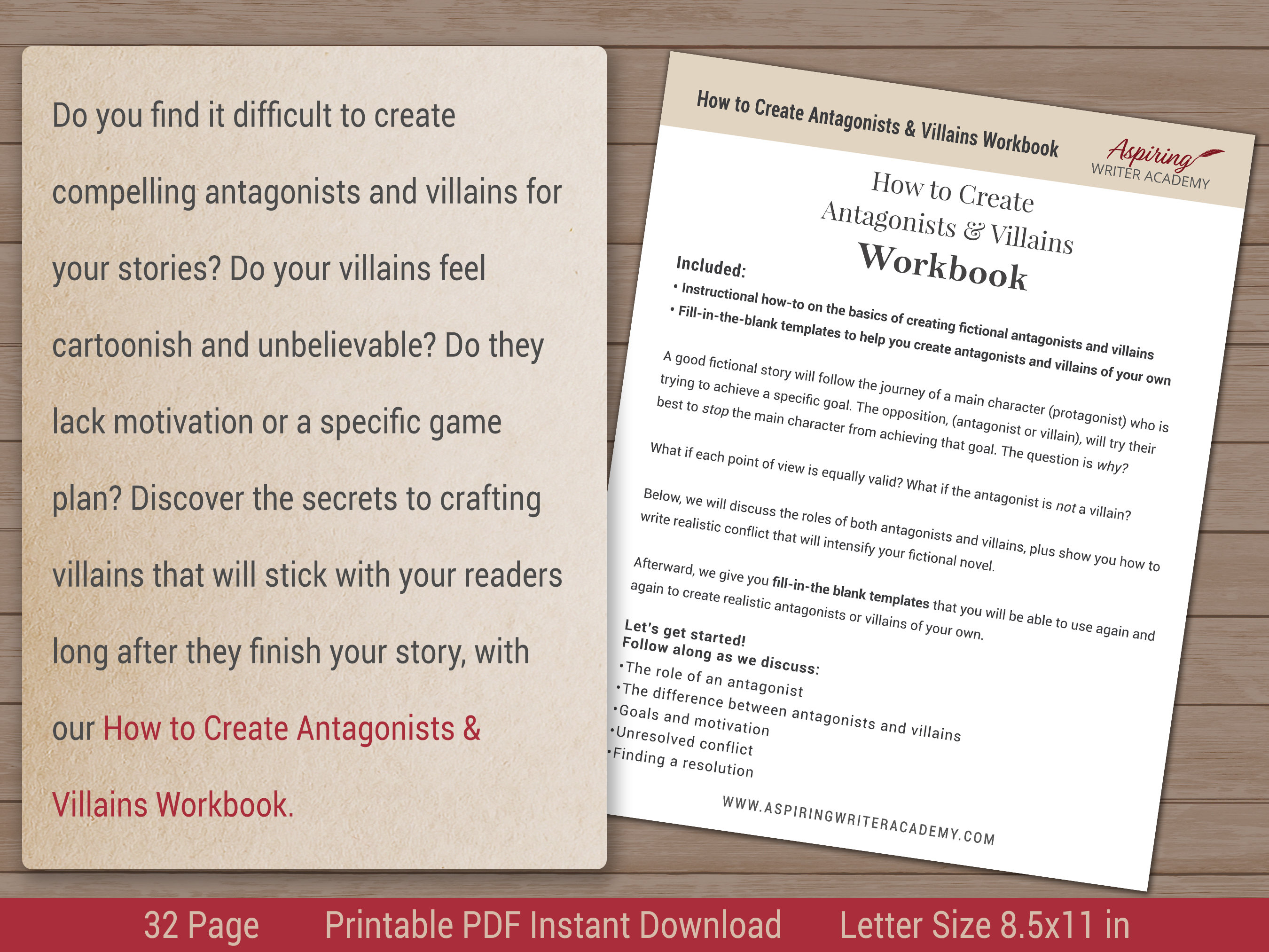 How to Create Antagonists & Villains Workbook Character Template Sheets ...