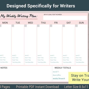 Weekly Writing Plan Template Weekly Planner Digital or Printable PDF ...