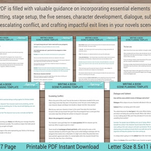 Writing a Book: Scene Planning Template | Digital or Printable Writing ...