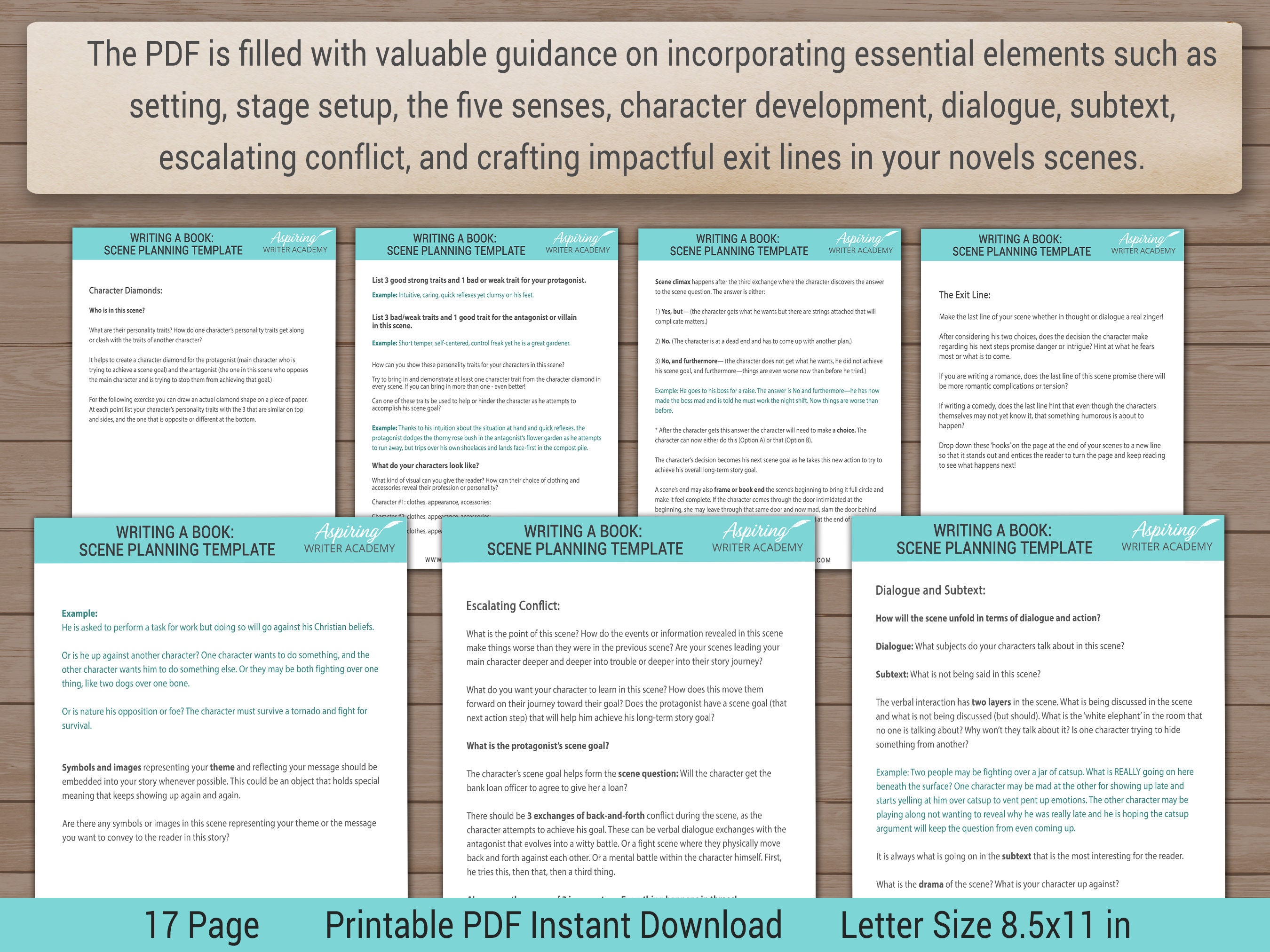 Writing a Book: Scene Planning Template | Digital or Printable Writing ...