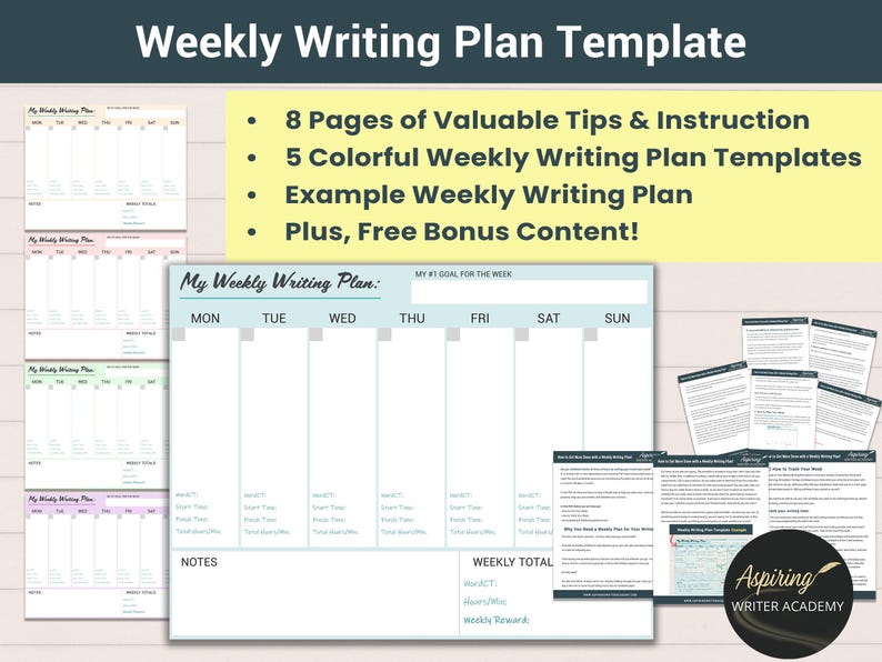 Weekly Writing Plan Template | Weekly Planner | Digital or Printable ...