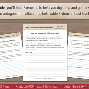 How to Create Antagonists & Villains Workbook | Character Template ...