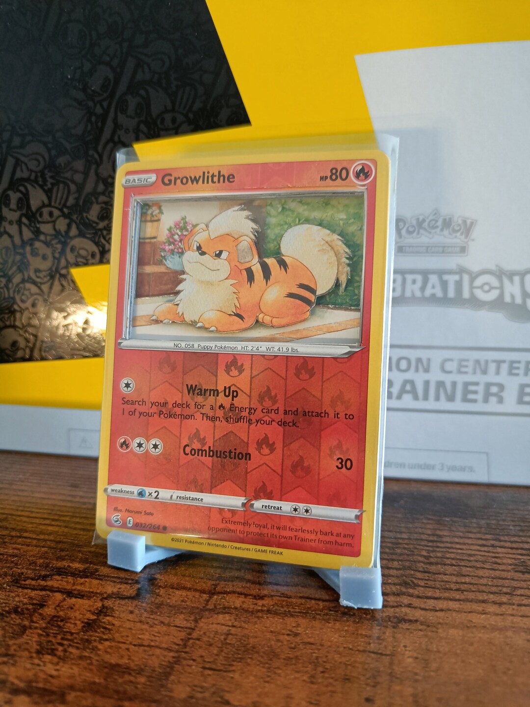 Growlithe Holo Reverse 3D Pokemon Card - Fusion Strike 032/264 ...