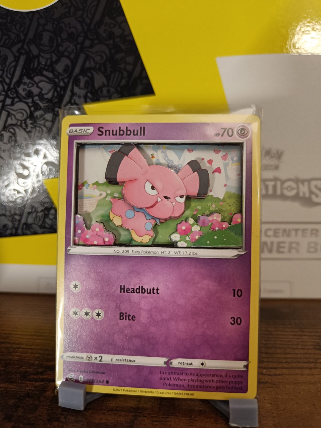 Snubbull 3D Pokemon Card - Fusion Strike 115/264 - Handmade - Etsy