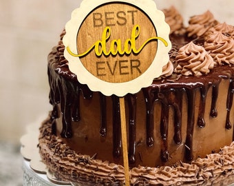 Dad Cake Topper Brown Wire Father's Day Rustic Gift for Dad Happy ...