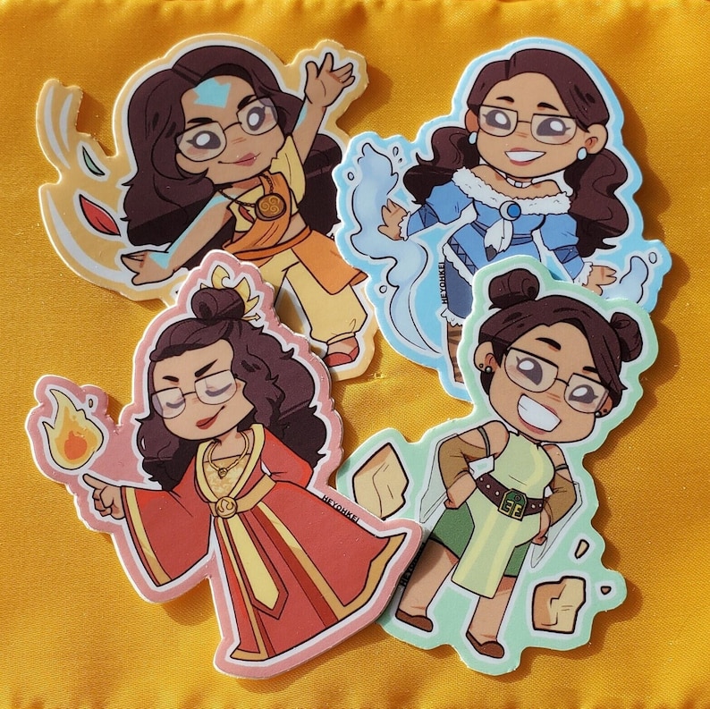 ATLA Element Bender Girls Stickers Chibi Kawaii Anime Girl - Etsy