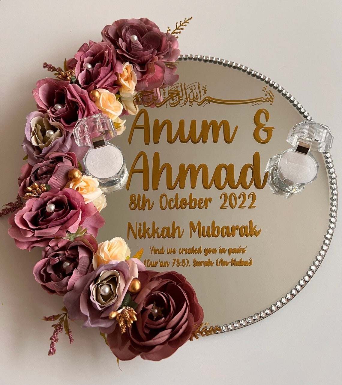 Personalised Nikkah Ring Plate With Ring Box Wedding Taal - Etsy UK