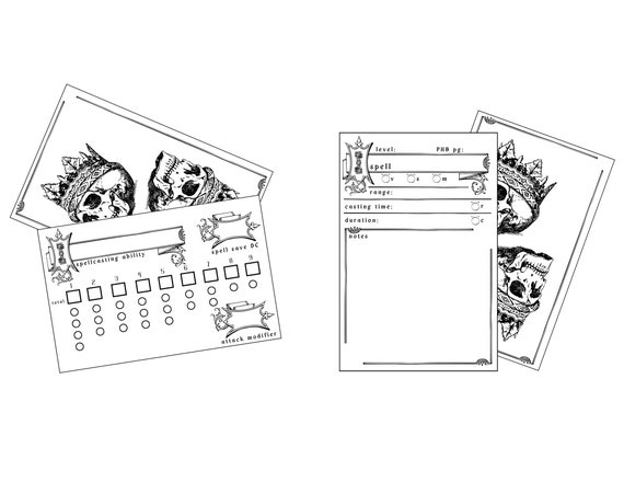 Printable Spell Cards and Spell Slot Trackers Gothic for - Etsy
