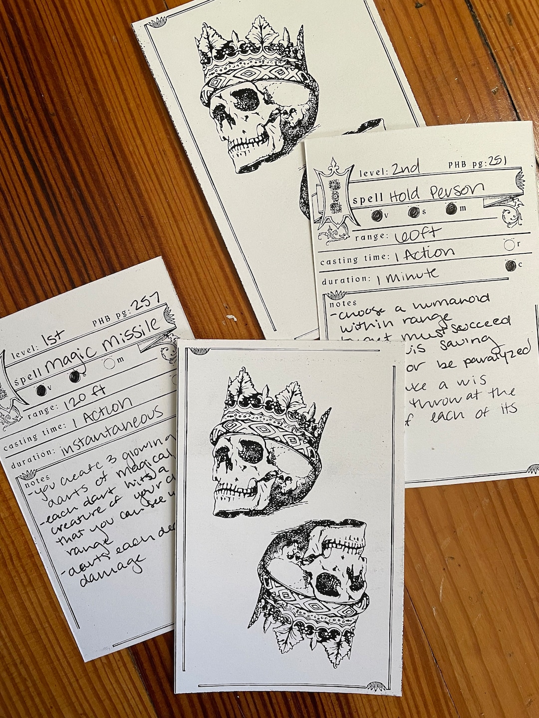 Printable Spell Cards and Spell Slot Trackers - Gothic - for Dungeons ...