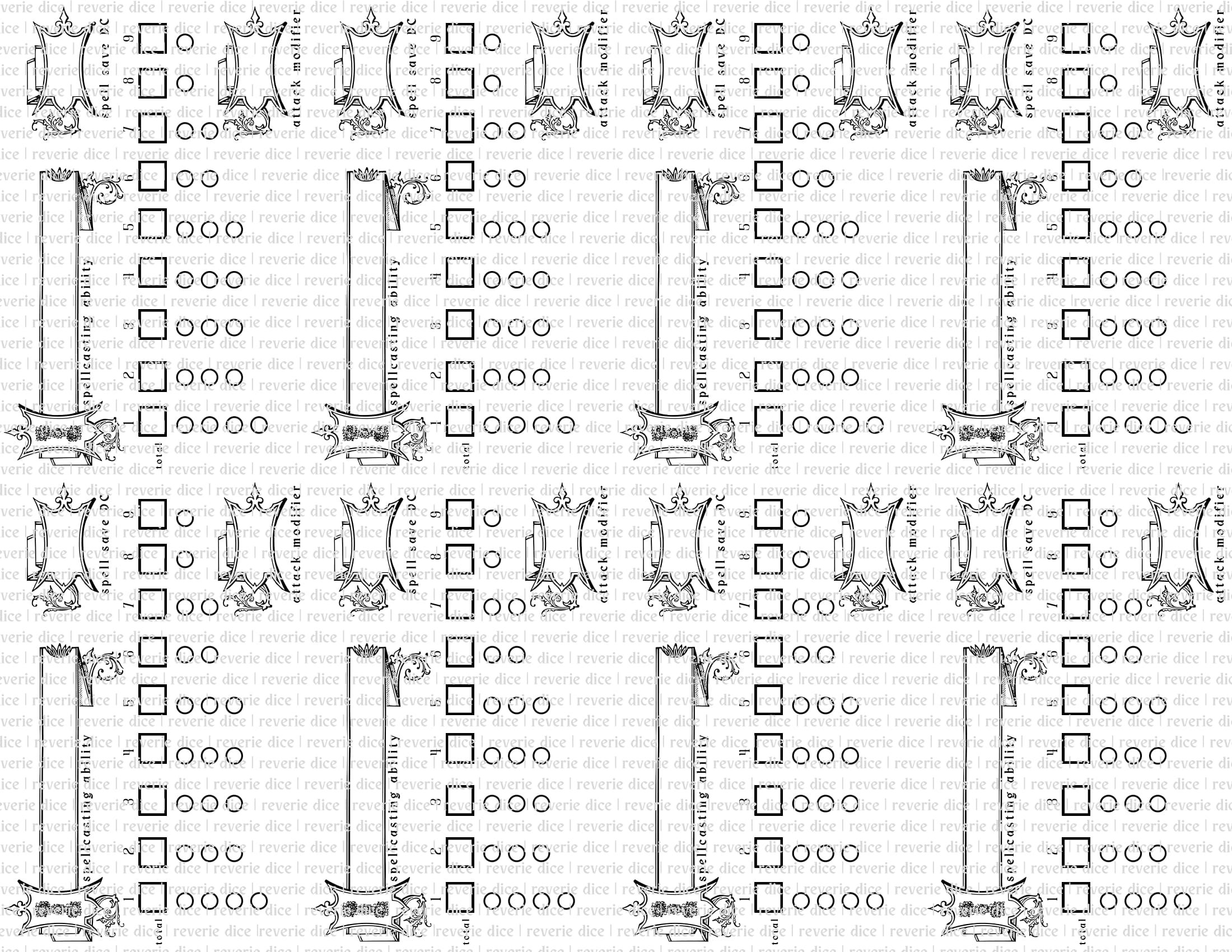 Printable Spell Cards and Spell Slot Trackers - Gothic - for Dungeons ...