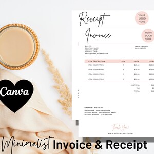 Pink Invoice Template, Receipt Template, Invoice Template for Small ...