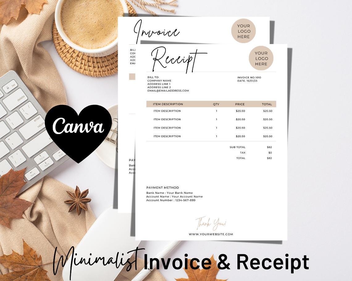Minimalist Invoice Template, Receipt Template, Invoice Template for ...