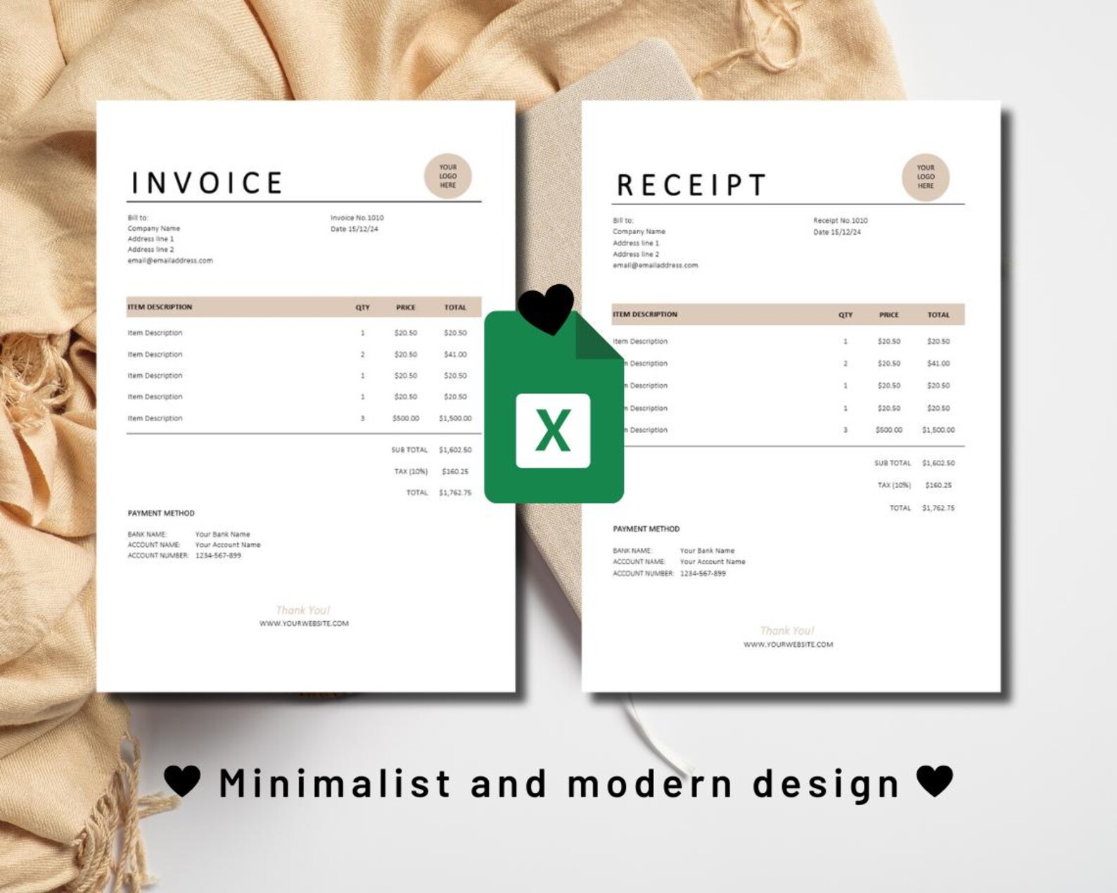 Invoice Template Excel, Order Form, Invoice Template for Small Business ...